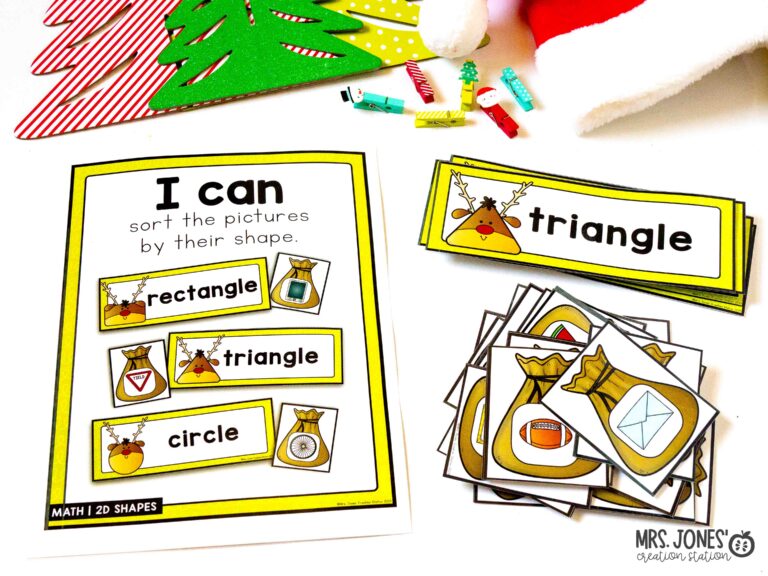 Reindeer Shapes Math Center | 2D Shape Activity for Christmas