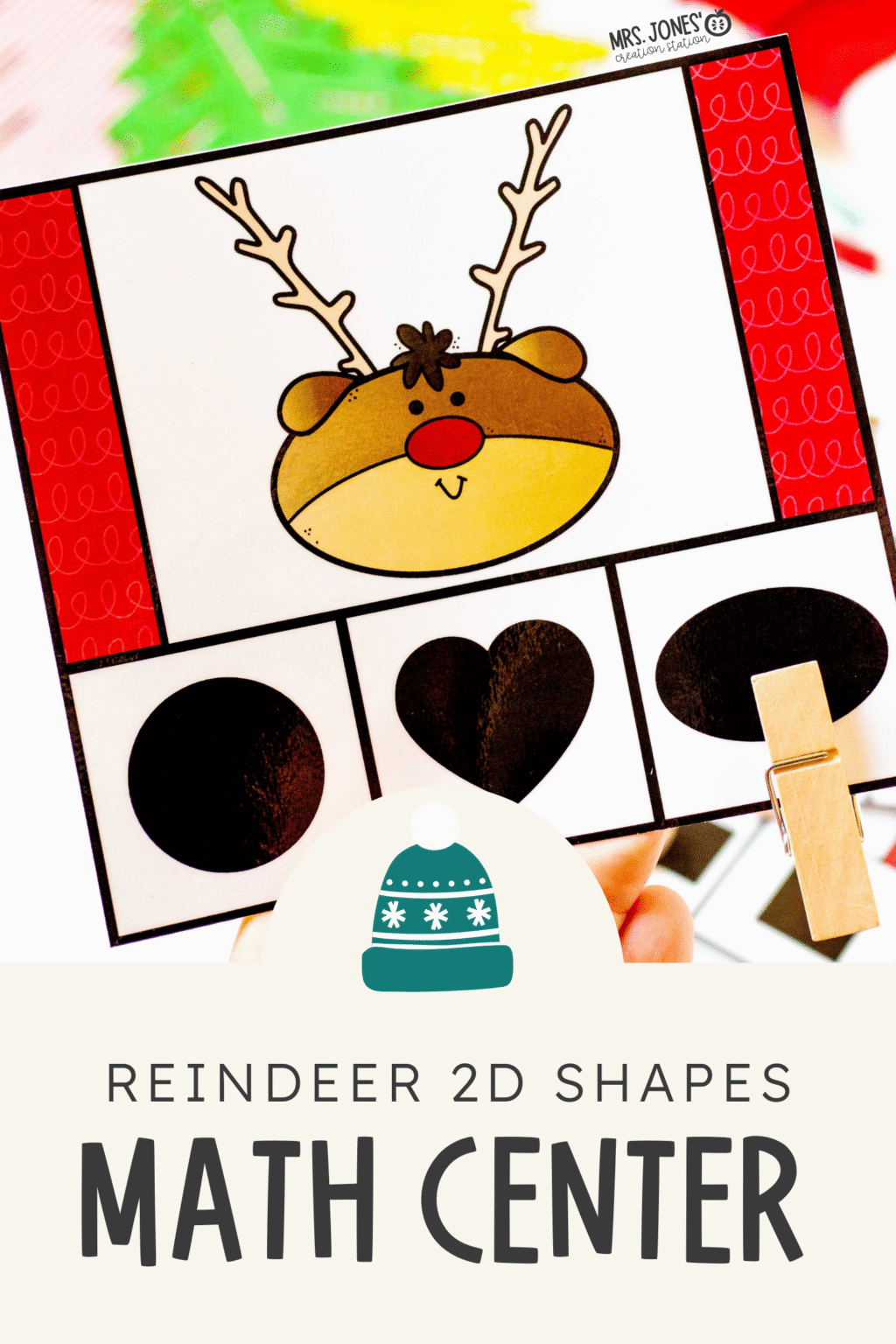 Reindeer Shapes Math Center | 2D Shape Activity for Christmas