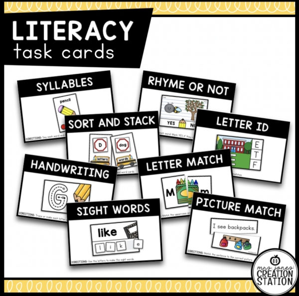 AUGUST LITERACY AND MATH TASK CARDS - Mrs. Jones Creation Station