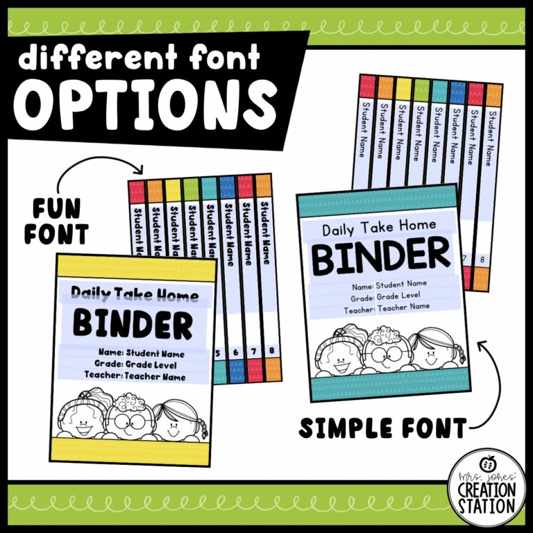 BRIGHTS STUDENT BINDER - Mrs. Jones Creation Station
