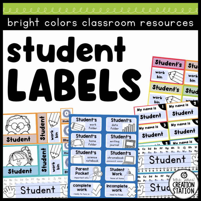 BRIGHTS STUDENT LABELS - Mrs. Jones Creation Station