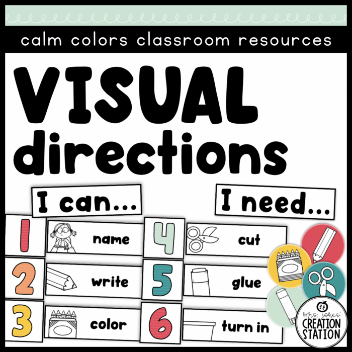 CALM COLORS PICTURE DIRECTION CARDS - Mrs. Jones Creation Station