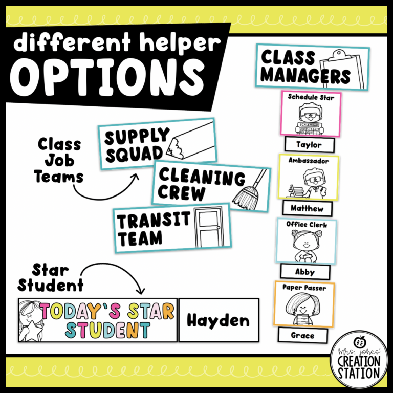PASTEL COLORS CLASSROOM JOBS CHART - Mrs. Jones Creation Station