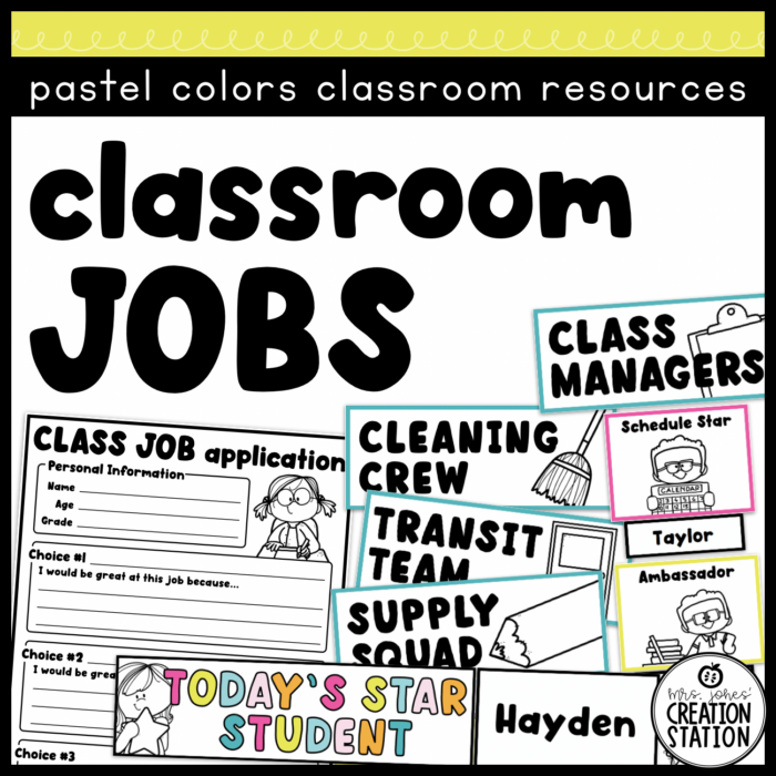 PASTEL COLORS CLASSROOM JOBS CHART - Mrs. Jones Creation Station