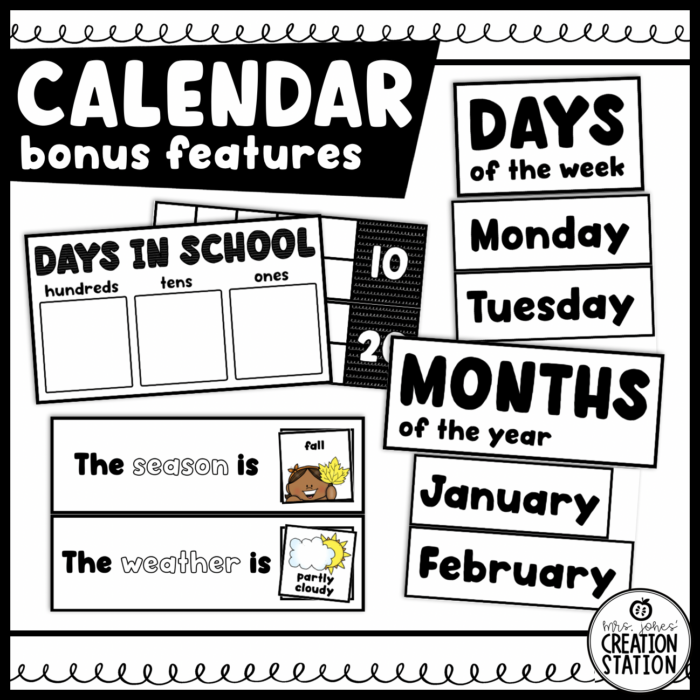SIMPLE BLACK CLASSROOM CALENDAR - Mrs. Jones Creation Station