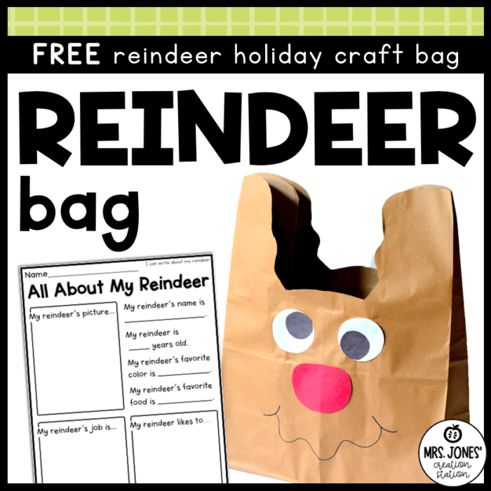 Free Reindeer Bag Craft | Christmas Classroom Activity for Kids