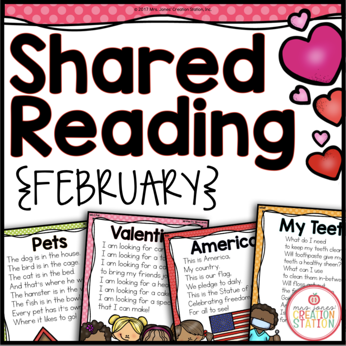 FEBRUARY SHARED READING POEMS - Mrs. Jones Creation Station