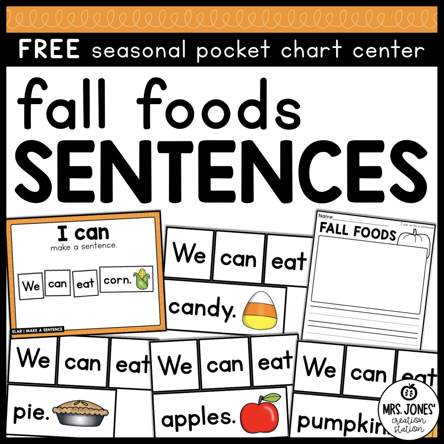 FALL FOODS POCKET CHART SENTENCES - Mrs. Jones Creation Station