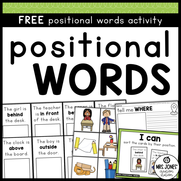 POSITIONAL WORDS IN YOUR MATH CLASSROOM - Mrs. Jones Creation Station