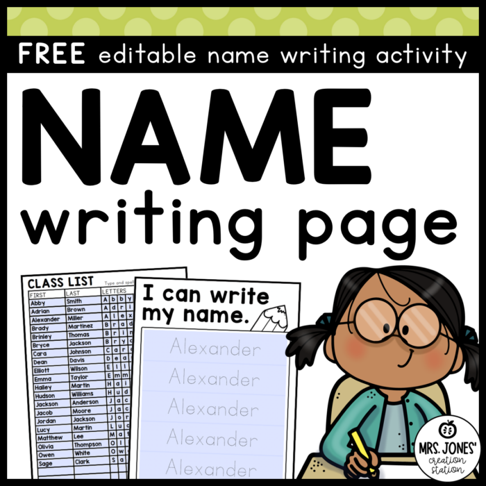 NAME WRITING PRACTICE - Mrs. Jones Creation Station