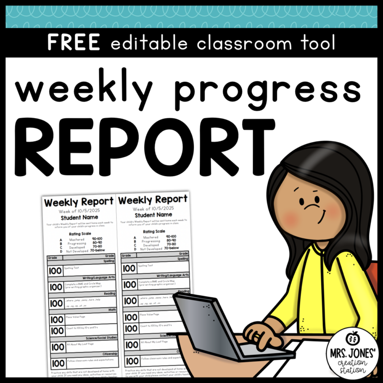 WEEKLY EDITABLE REPORT CARDS - Mrs. Jones Creation Station