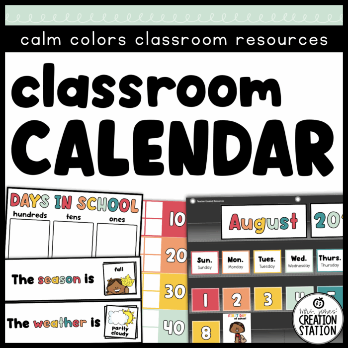 CALM COLORS CLASSROOM CALENDAR SET - Mrs. Jones Creation Station