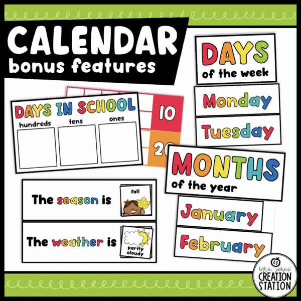 INTERACTIVE CLASSROOM CALENDAR BULLETIN BOARD SET | BRIGHTS CLASSROOM ...