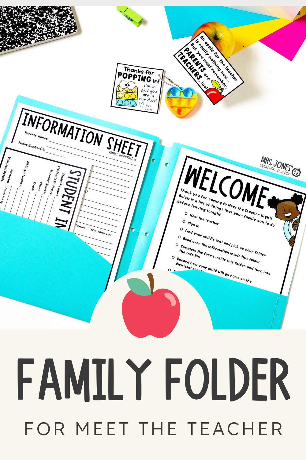 FAMILY FOLDER FOR MEET THE TEACHER - Mrs. Jones Creation Station
