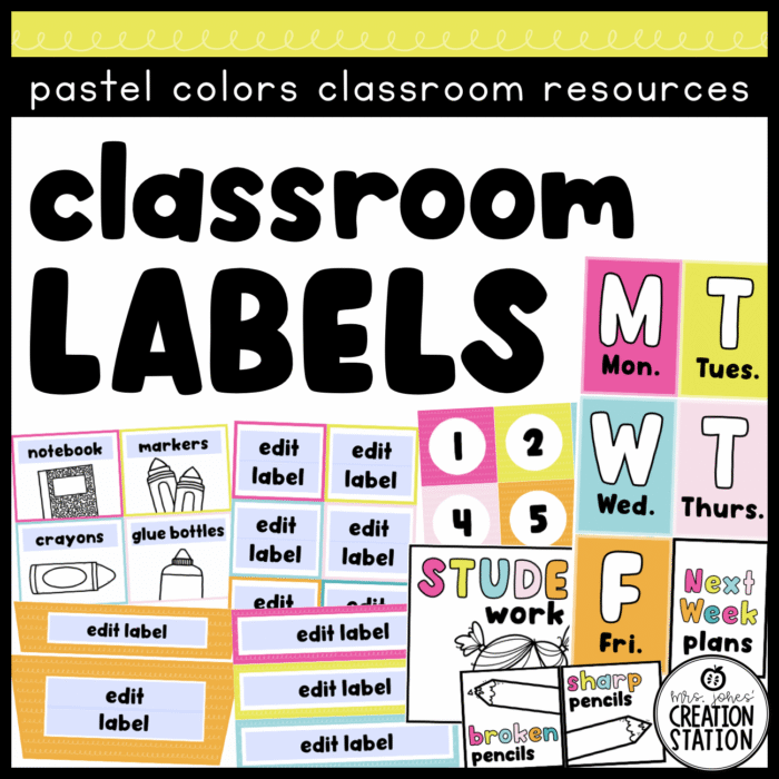 PASTEL CLASSROOM SUPPLY LABELS - Mrs. Jones Creation Station
